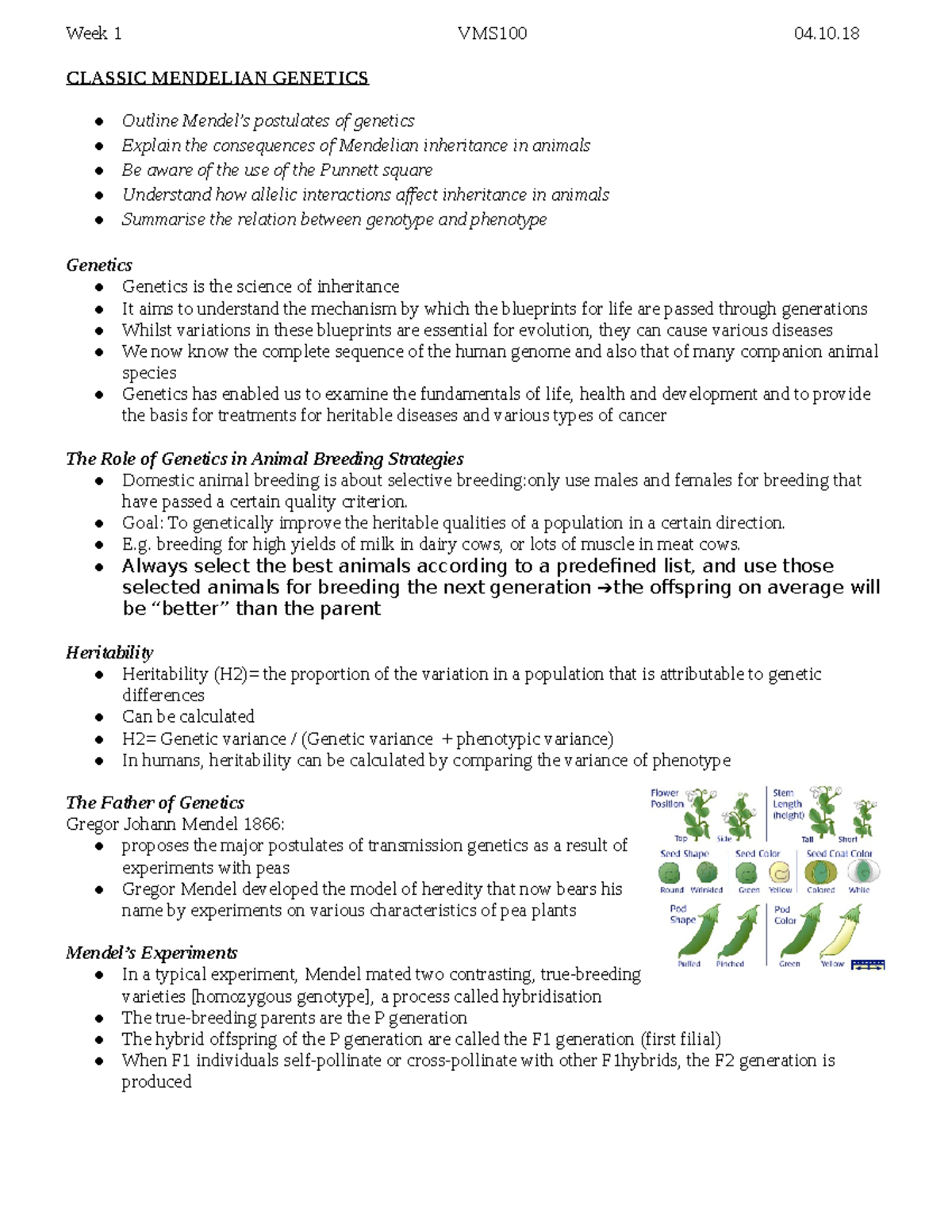Classic Mendelian Genetics - CLASSIC MENDELIAN GENETICS Outline Mendel ...