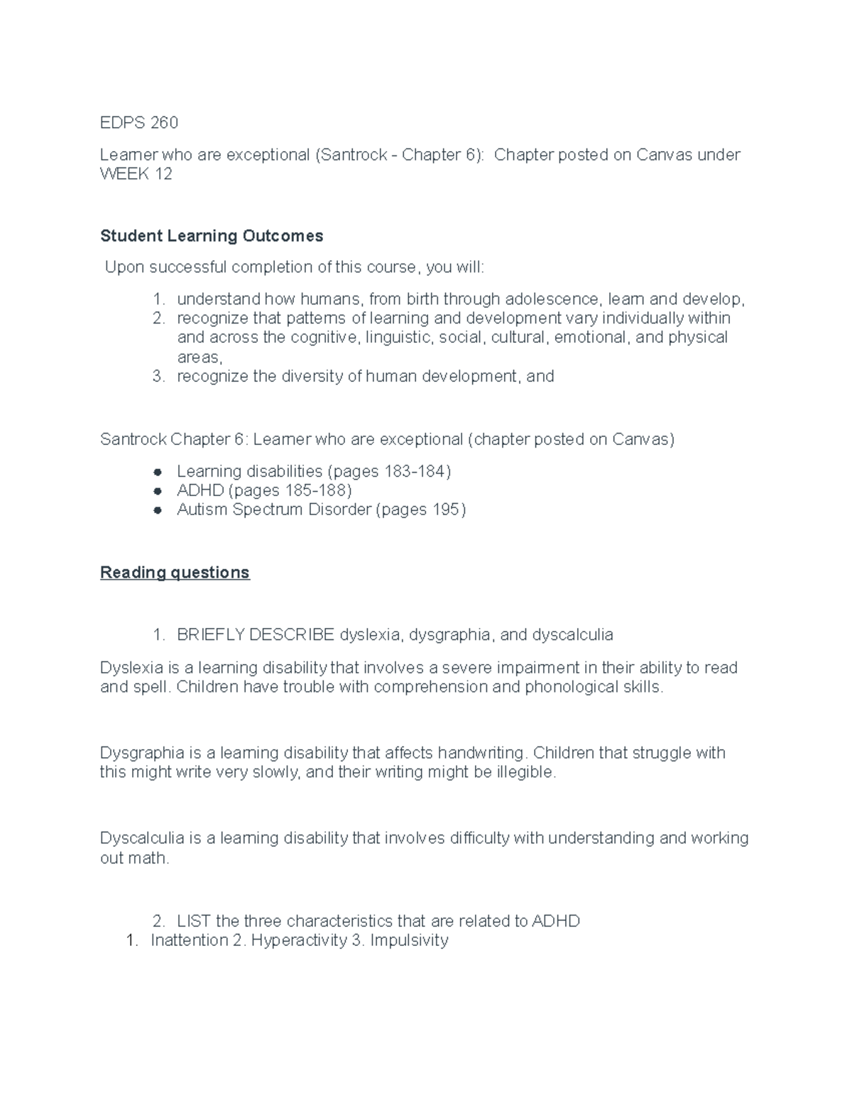 EDPS 260 - week 12 lecture outline - EDPS 260 Learner who are ...