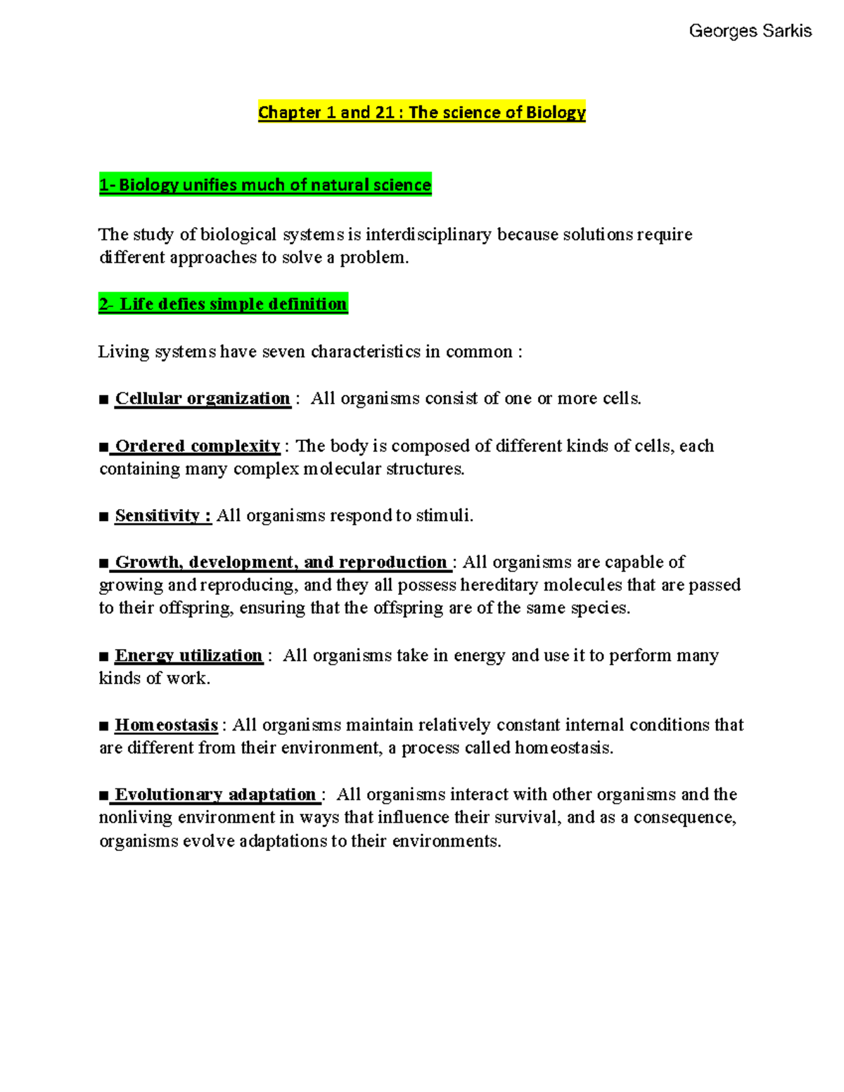 Chapter 1, 20 and 21 - waw - Chapter 1 and 21 : The science of Biology ...