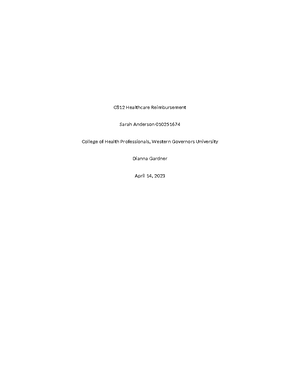 C812 task1 - Task 1 - Western Governors University C812 Healthcare ...