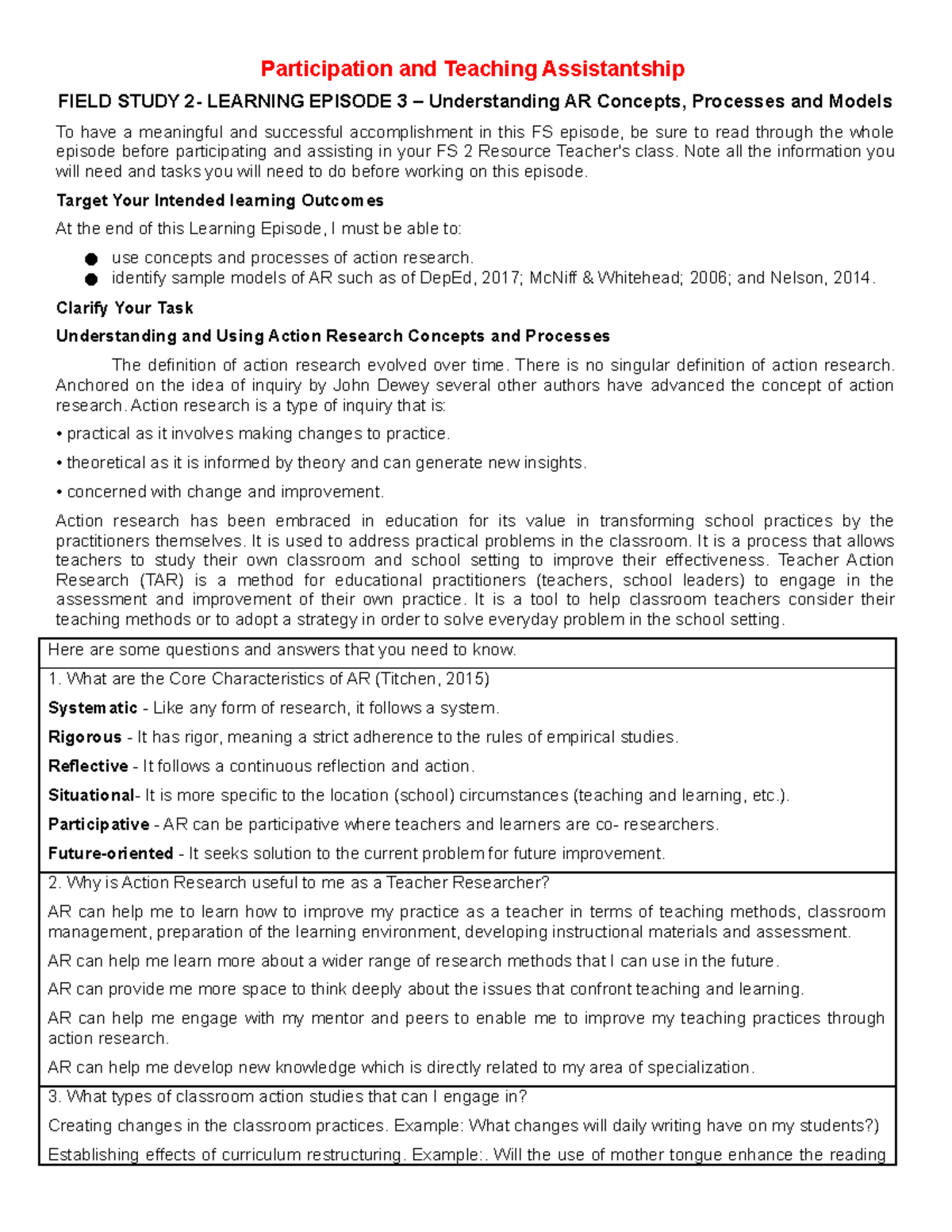 Field Study 2 Episode 3 - N/A - Participation and Teaching ...