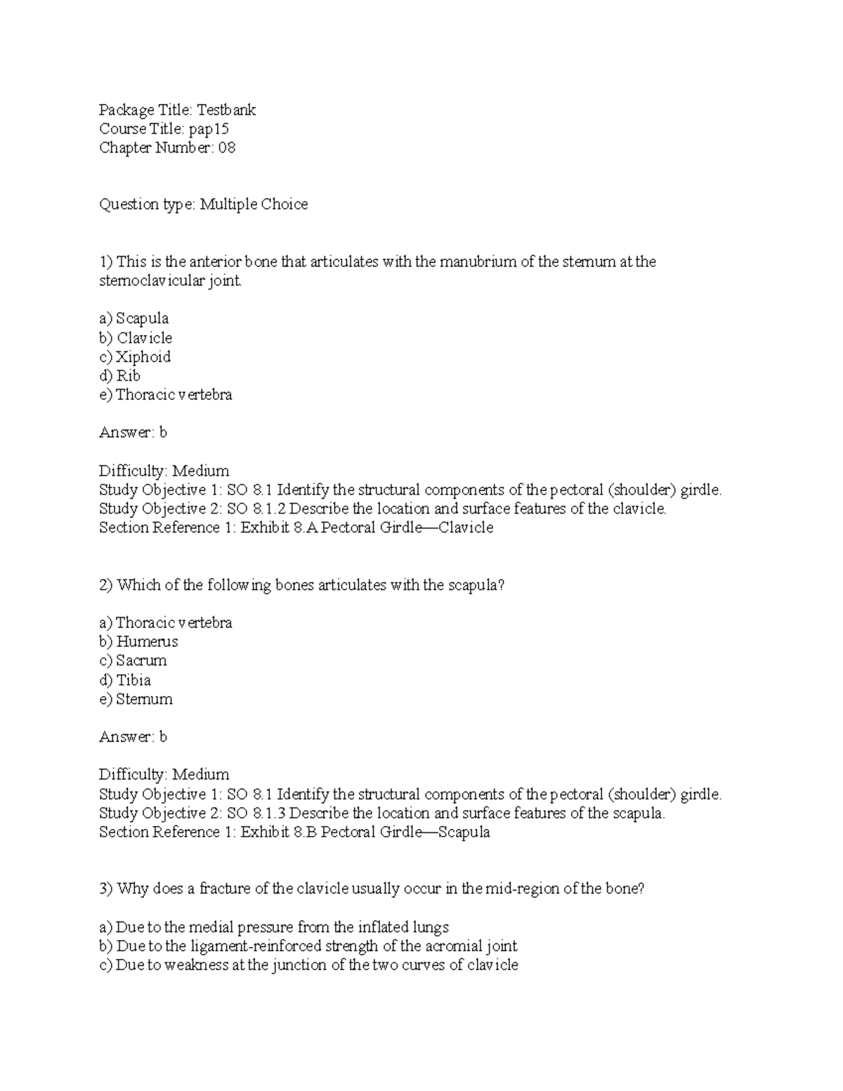 Sample/practice exam 2018, questions and answers - Package Title ...