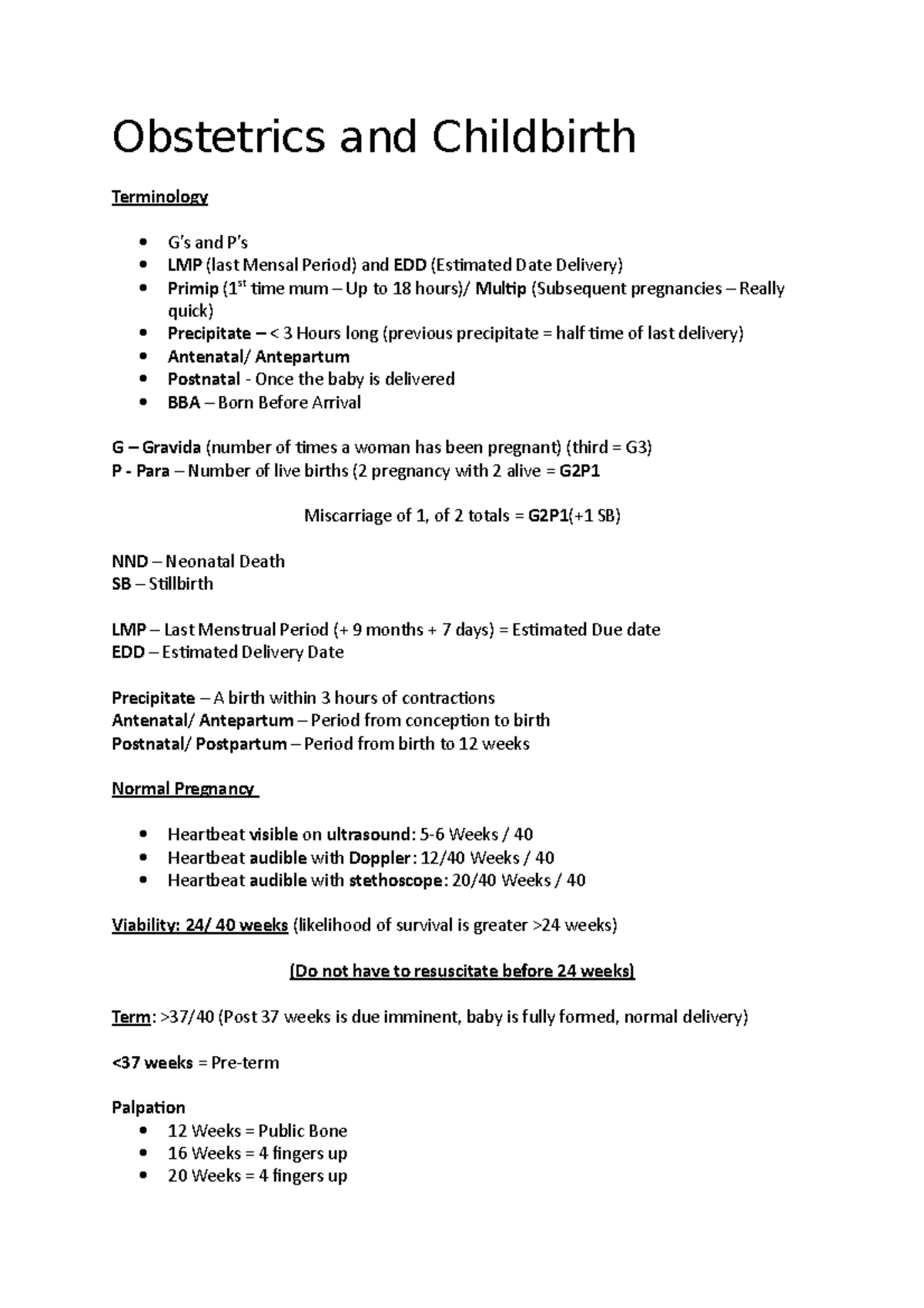 Anatomy of an Emergency Call - Obstetrics and Childbirth Terminology G ...