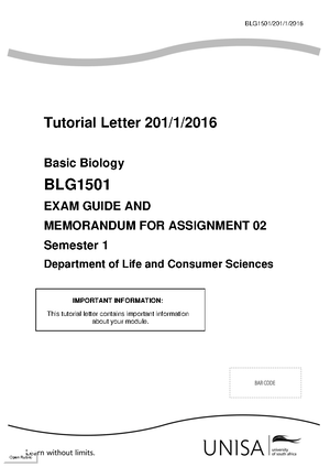 BLG1502 EXAM Guidelines 10 2021 and notes - BLG1502 - Unisa - Studocu
