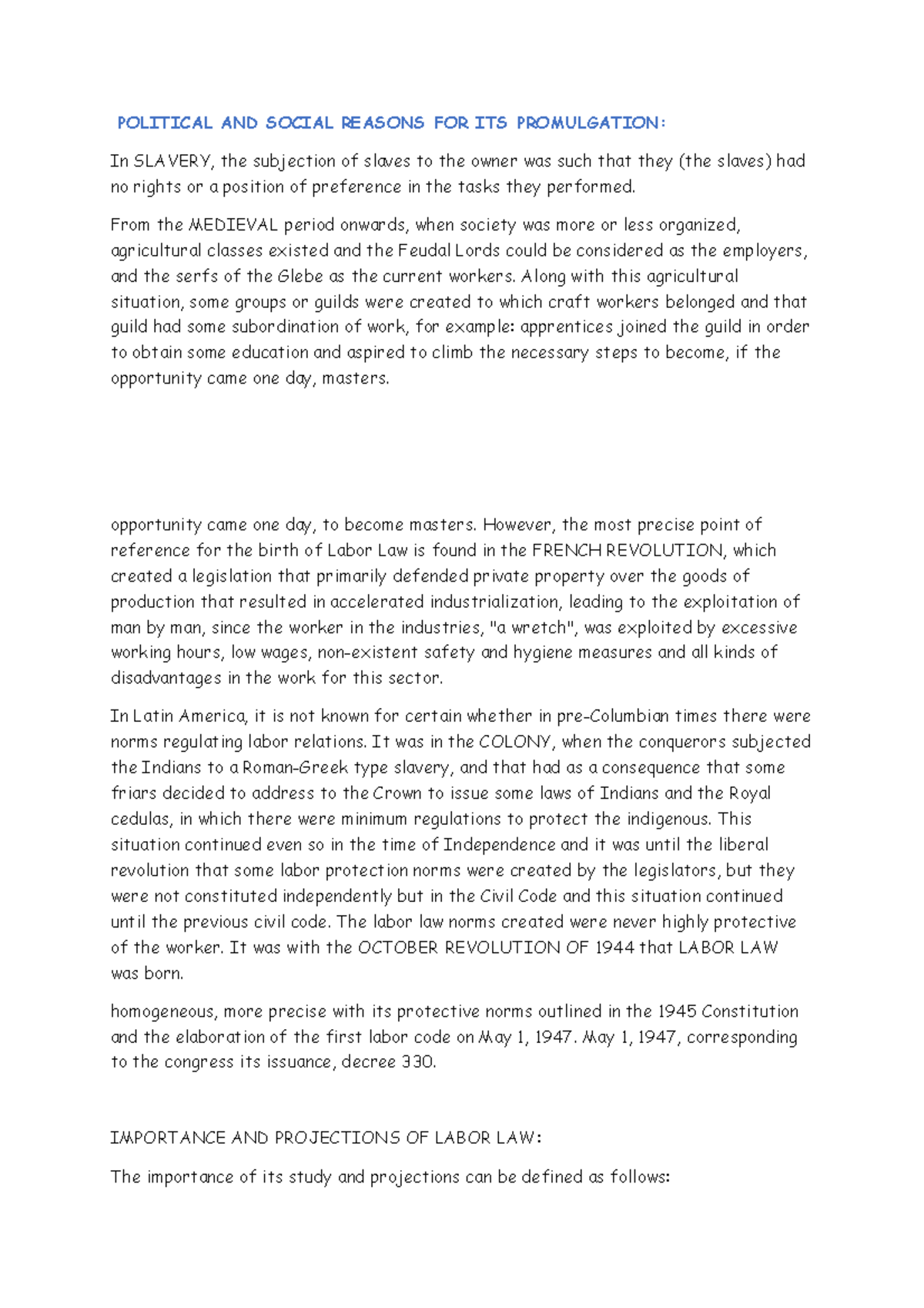 , Political AND Social Reasons FOR ITS Promulgation 1 - POLITICAL AND ...