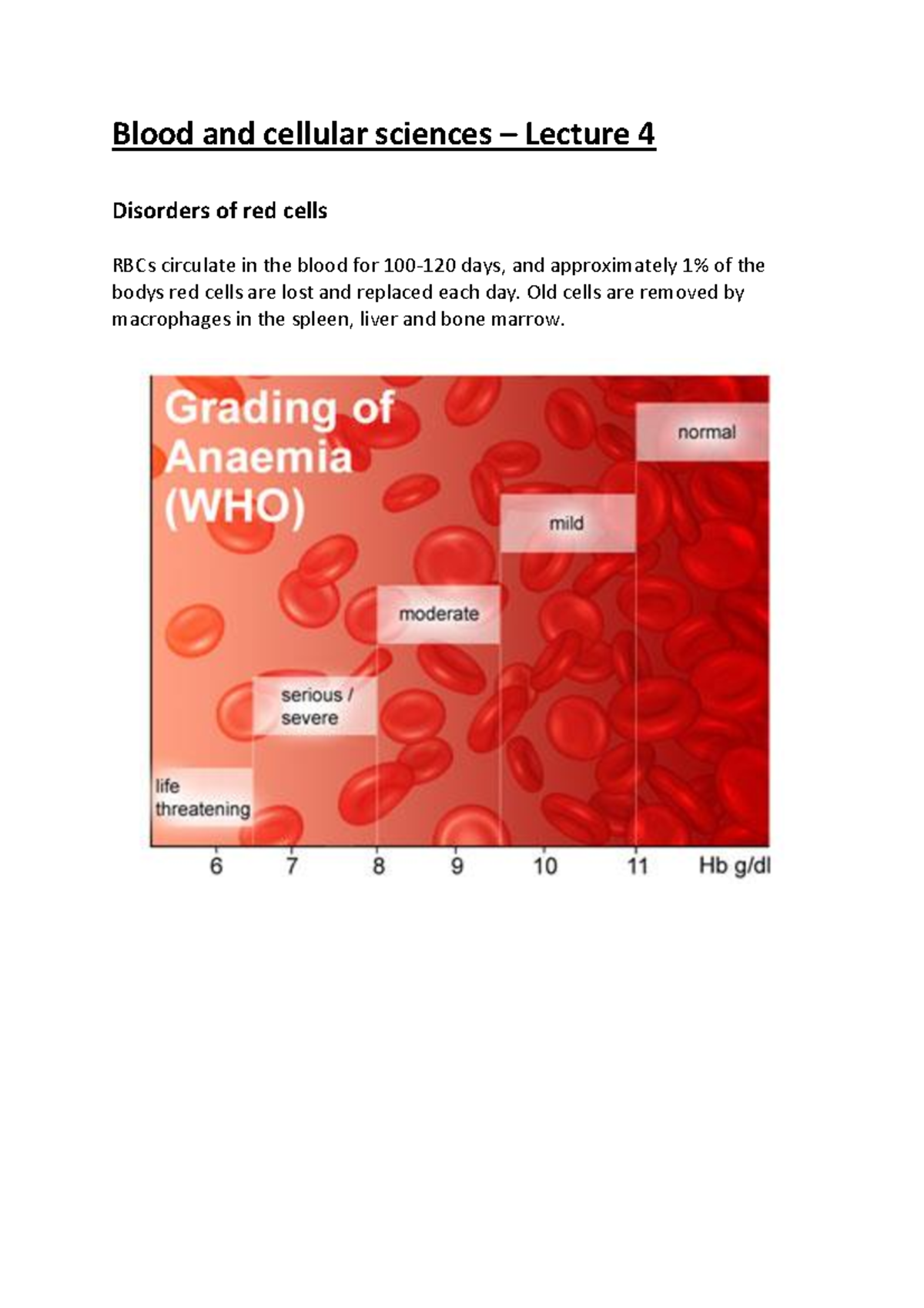 Disorders of red cells - Lecture 4 - Warning: TT: undefined function: 32 Warning: TT: undefined ...