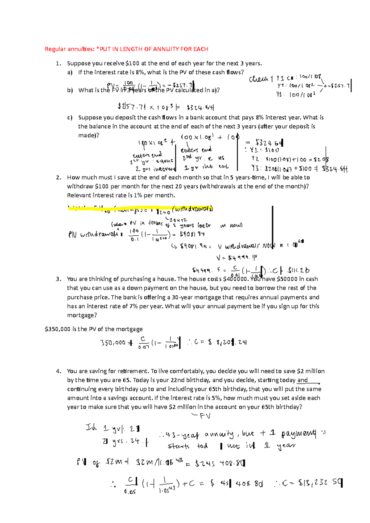 Harder financial maths questions - Regular annuities: *PUT IN LENGTH OF ...