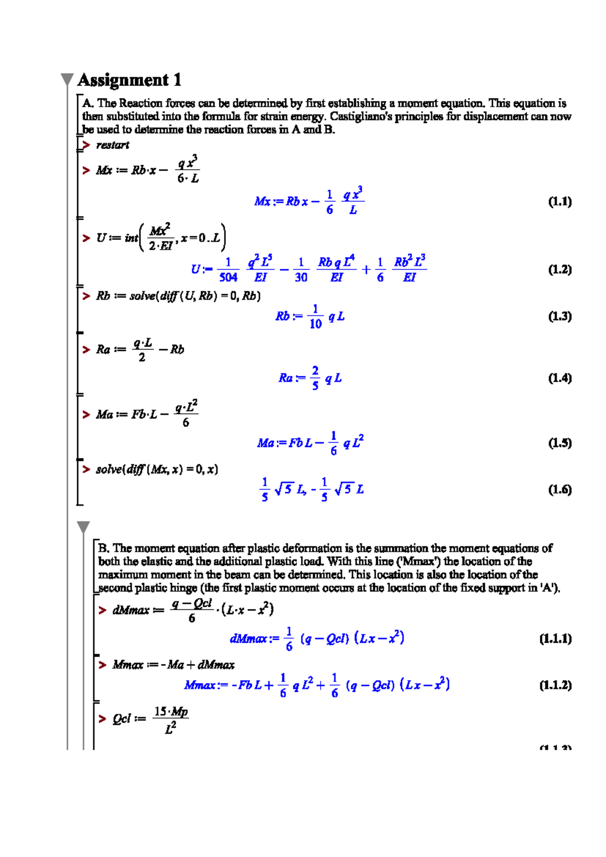 Seminar assignments Structural design and analysis - Assignments 1 & 2 ...