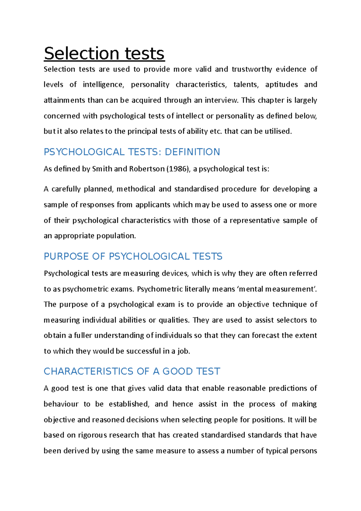 Selection tests - An intelligence test that can be given to a group of ...
