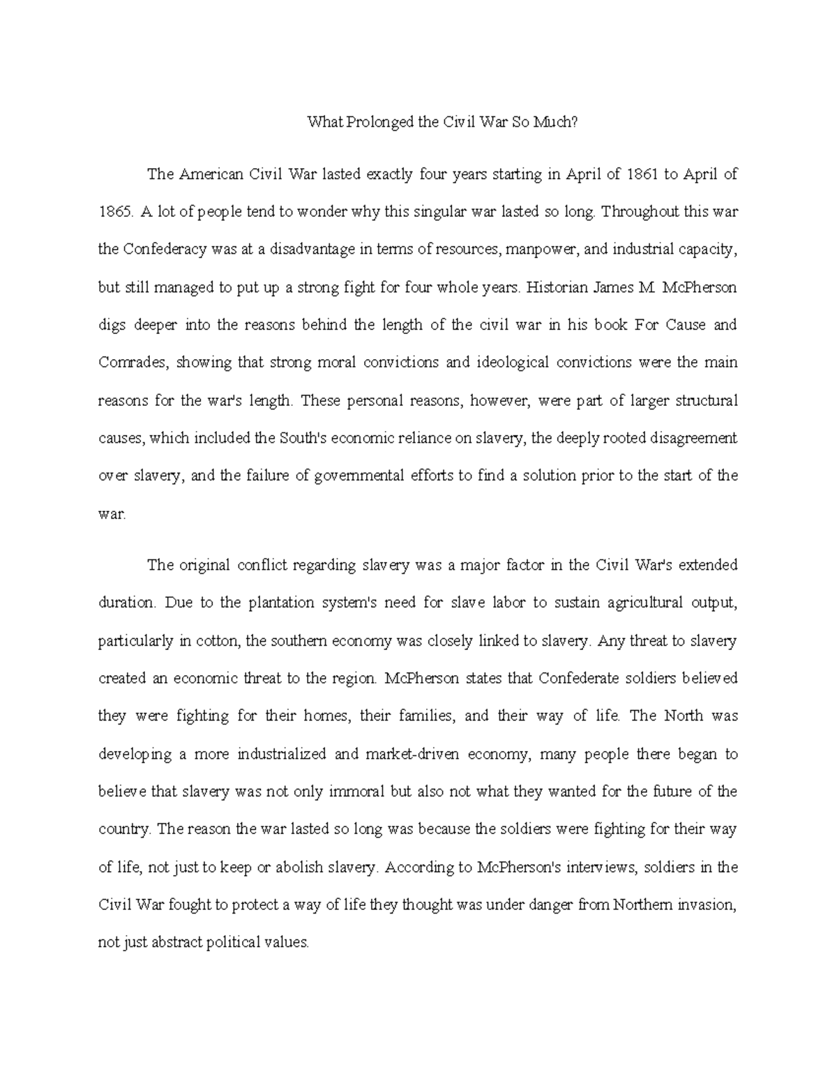 Essay #2 why did the civil war last so long - What Prolonged the Civil ...