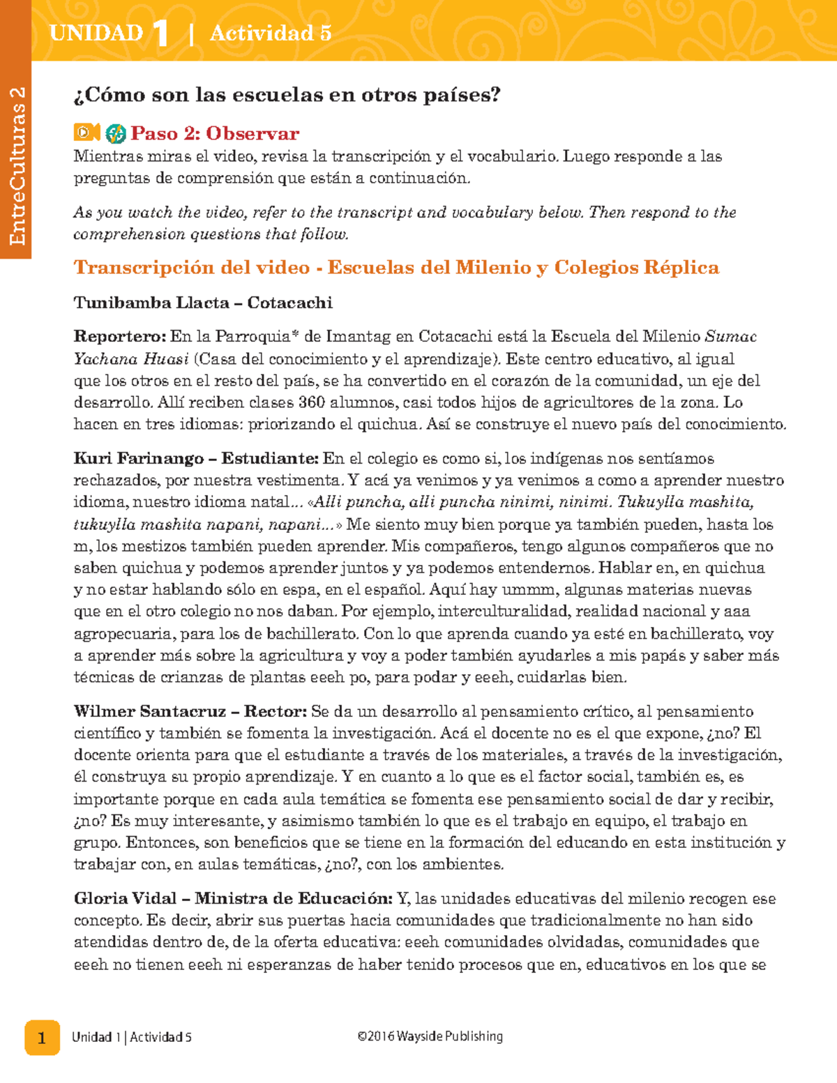 Ec l2 u1 actividad 5 paso2 - UNIDAD 1 | Actividad 5 EntreCulturas 2 1 ...