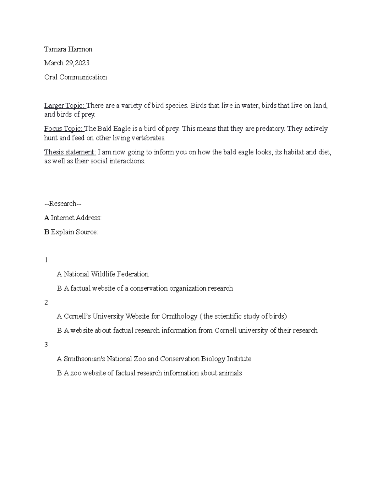 Revised Outline - Tamara Harmon March 29, Oral Communication Larger ...