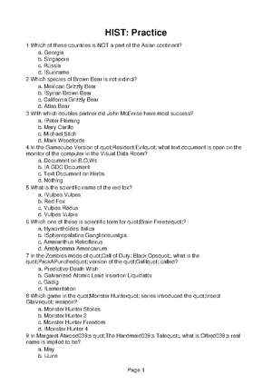 HIST303 Practice Problems 10 - HIST: Practice Question 1: In the book quot;The Martianquot;, how ...