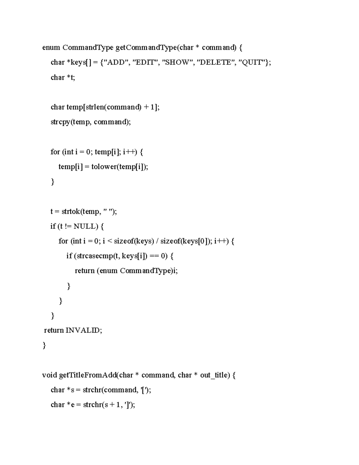 Nmlt - nhập môn lập trình - enum CommandType getCommandType(char * command) { char *keys ...