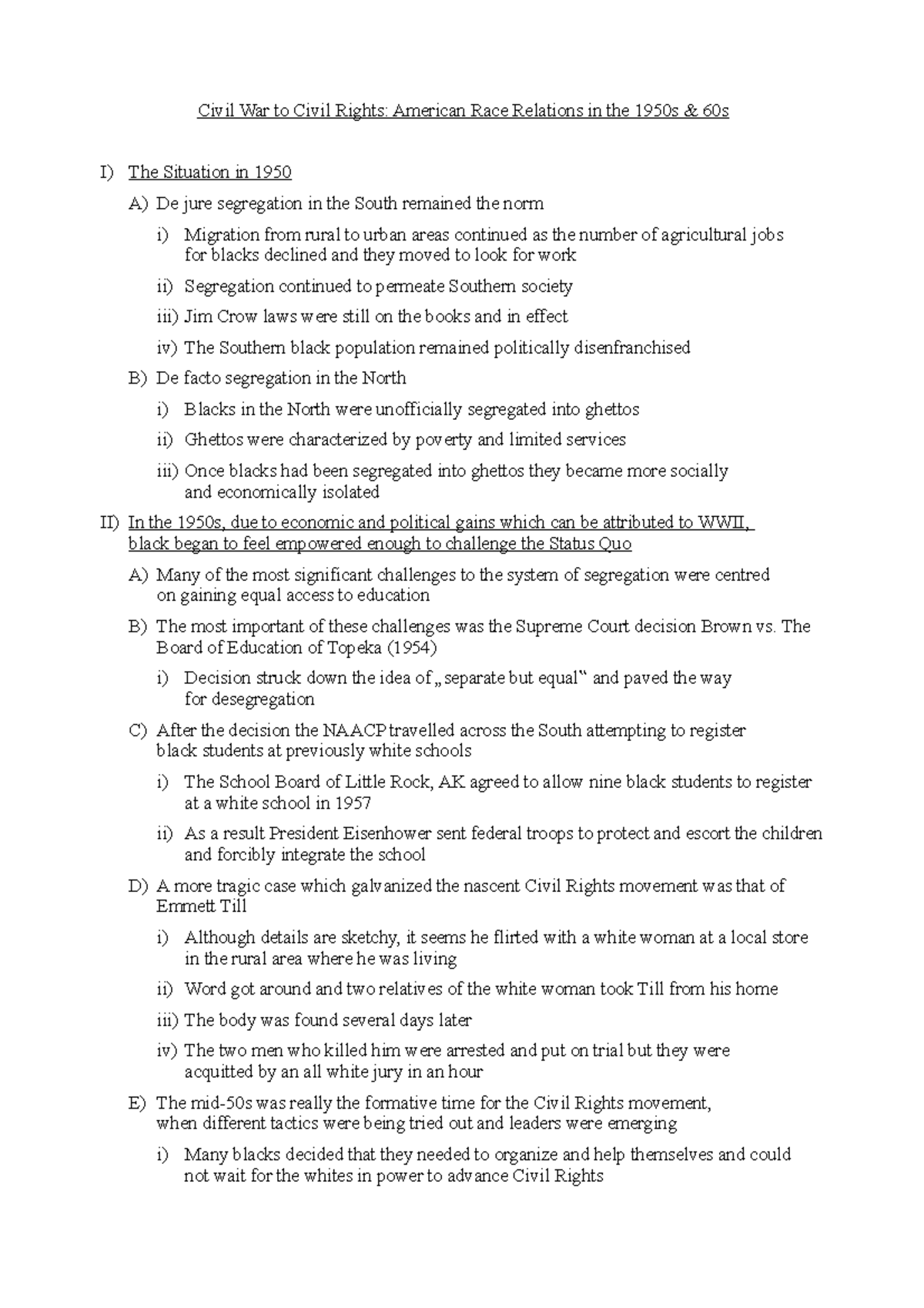 Civil Rights in the 1950s and 60s- American History - Civil War to ...