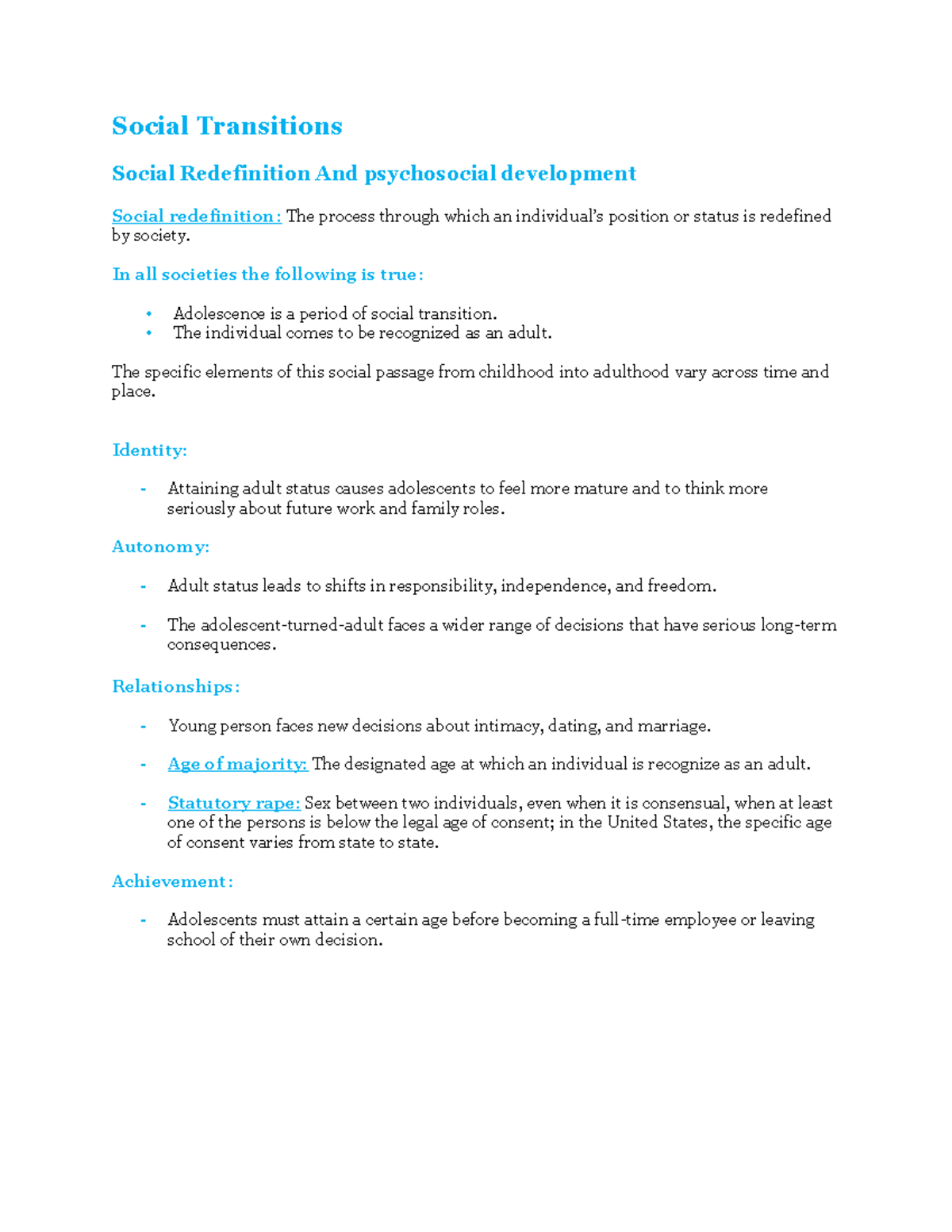 Module 6 - Social Transitions Social Redefinition And psychosocial ...