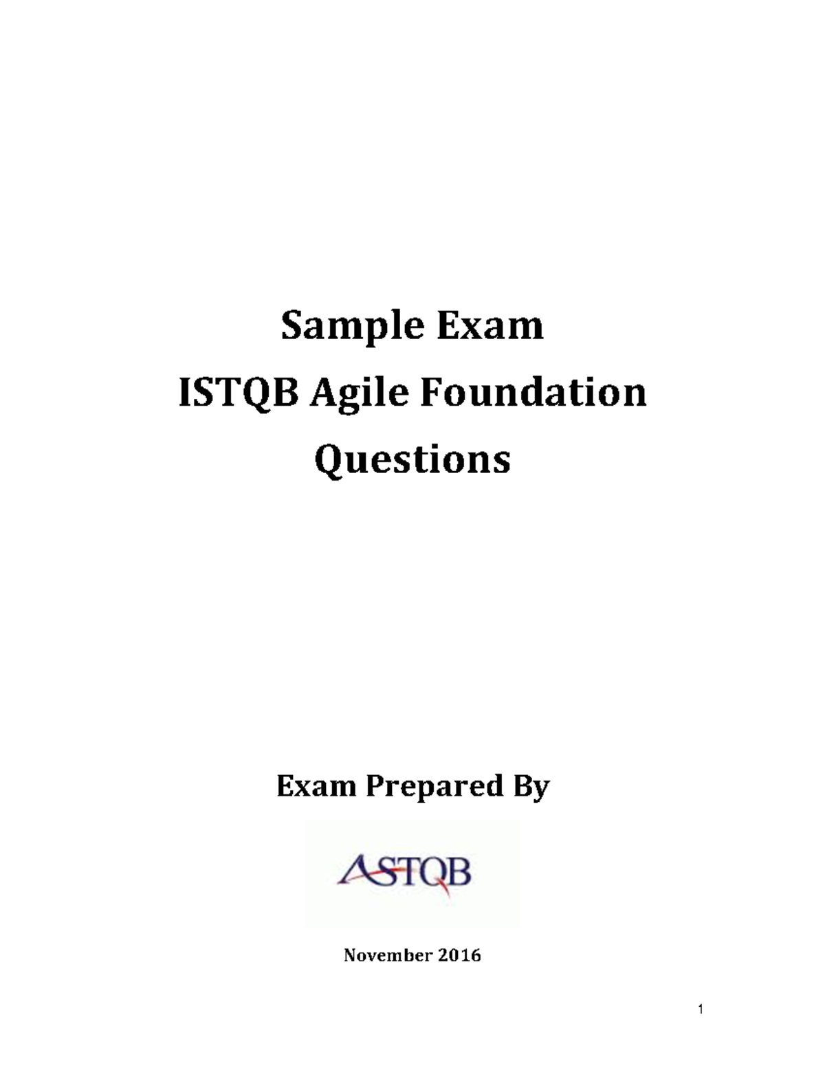Istqb Agile Tester Extension Sample Exam Astqb Version Sample Exam Istqb Agile Foundation