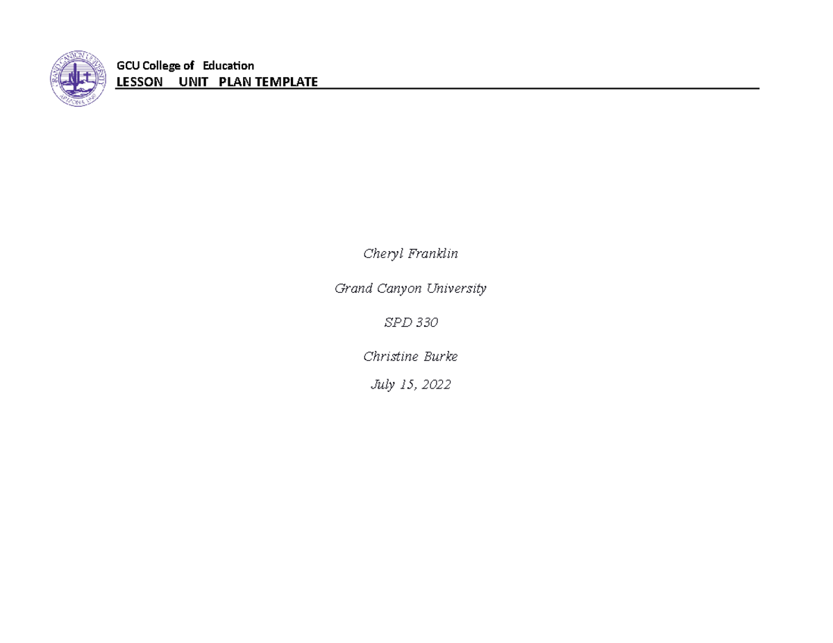 Cheryl 3-day unit plan template - Cheryl Franklin Grand Canyon ...