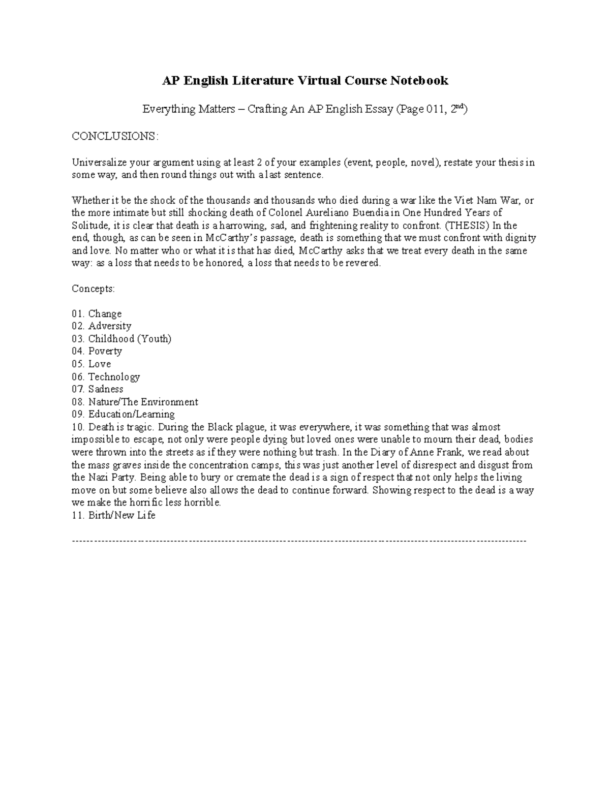 Virtual Course Notebook 011, 2nd - AP English Literature Virtual Course ...