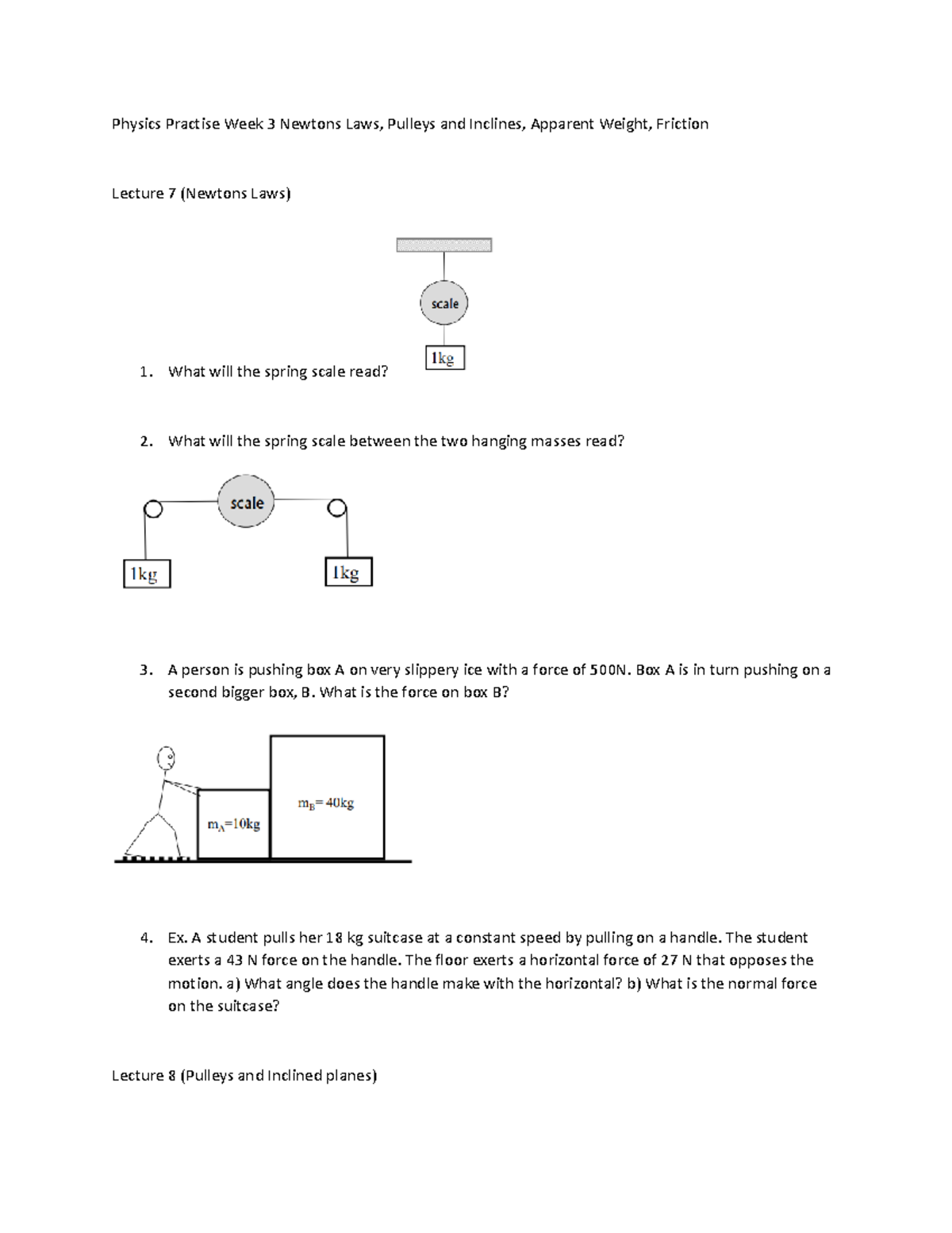Physics Practise Week 3 Newtons Laws^LJ Pulleys and Inclines^LJ ...