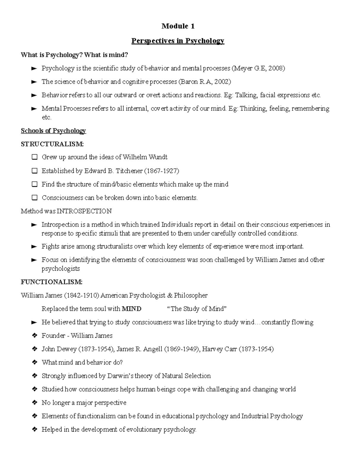 Psychology Notes - Very iseful - Module 1 Perspectives in Psychology ...