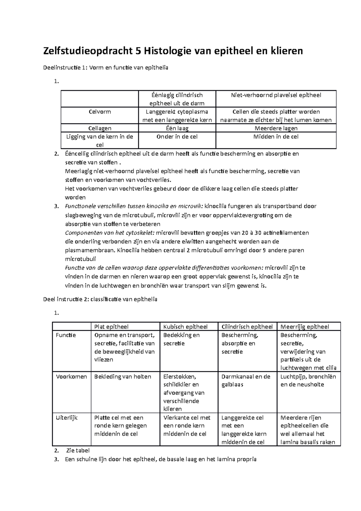 Zelfstudieopdracht 5 Histologie van epitheel en klieren - Meerlagig ...
