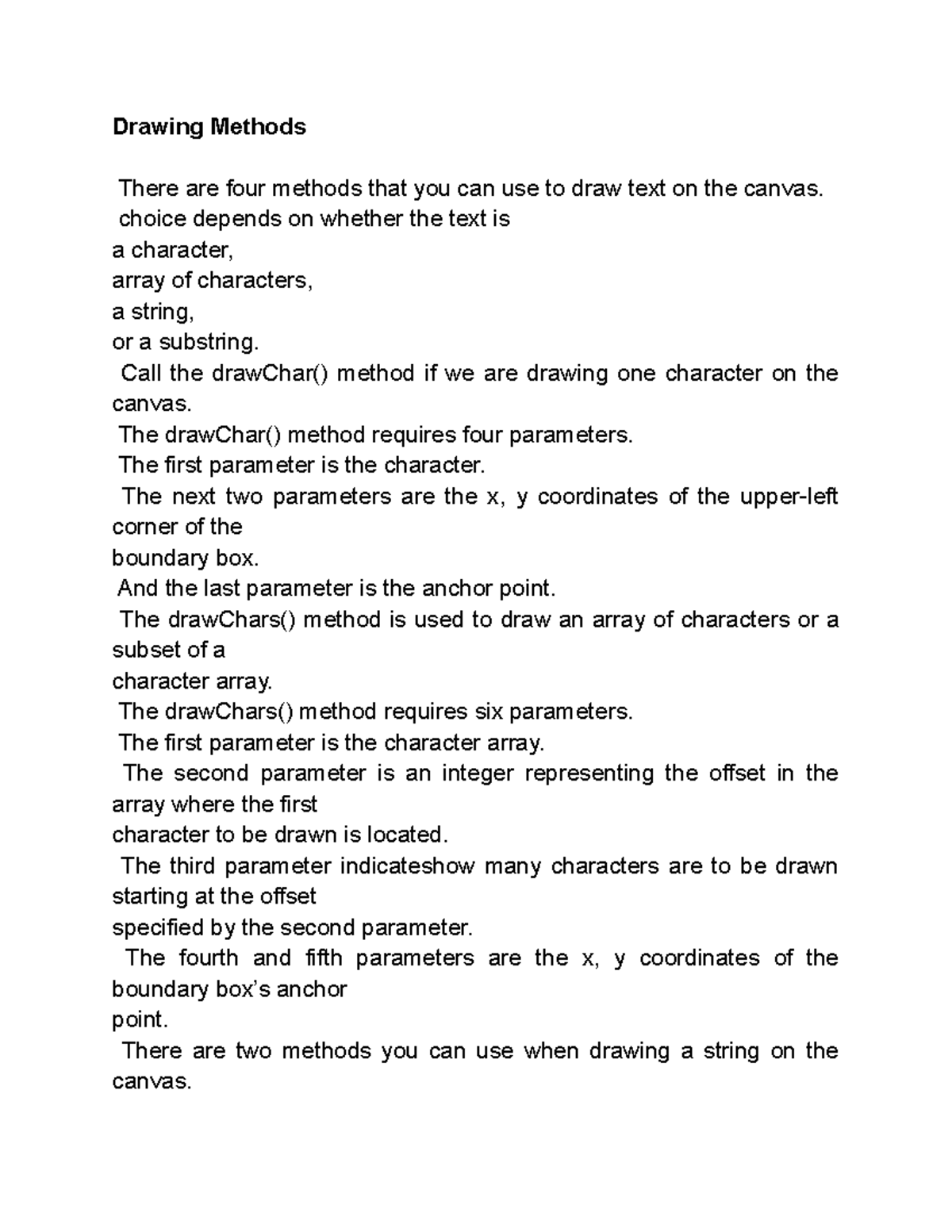 Drawing Methods. (app development (docx - Drawing Methods There are ...