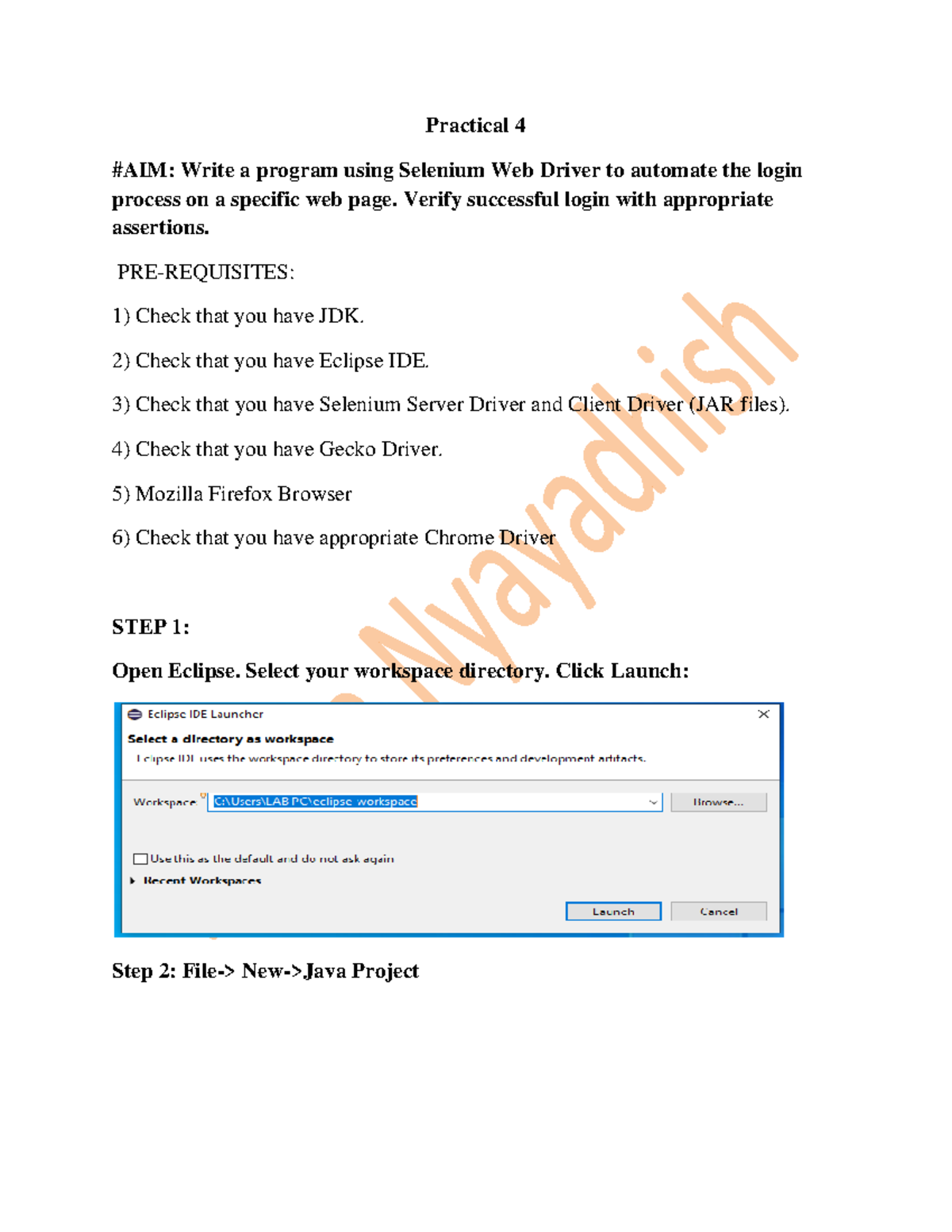 503-prac4 - 503 practical 4 - Practical 4 #AIM: Write a program using Selenium Web Driver to ...