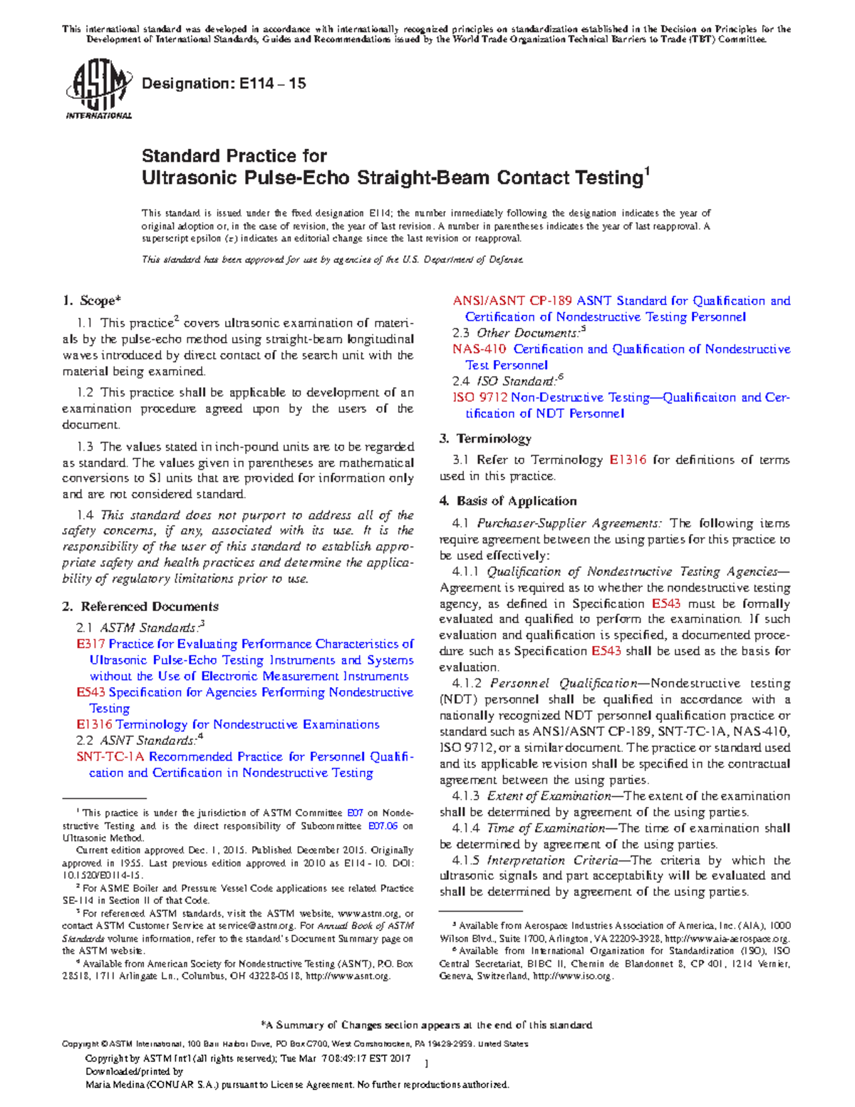 American Standard - Designation: E114 − 15 Standard Practice for ...