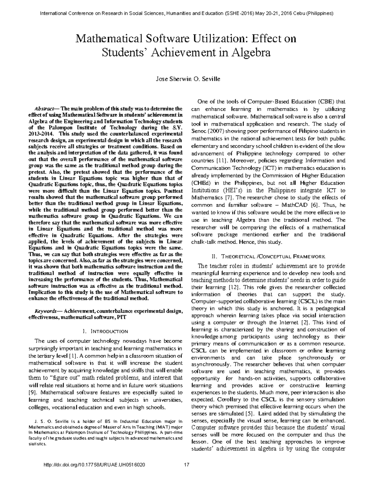 Mathematical Software Utilization Effect - Abstract— The main problem ...