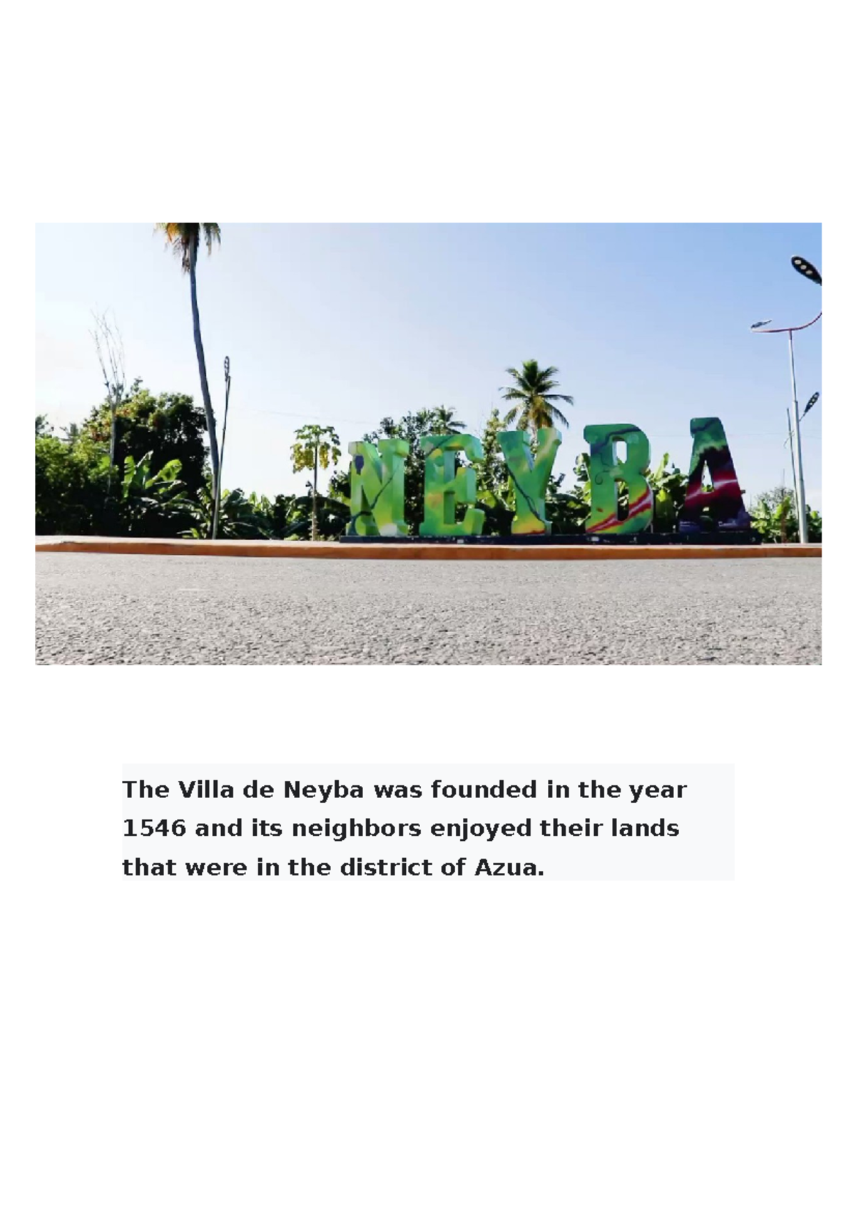 Trabajo Ingles - The Villa de Neyba was founded in the year 1546 and ...