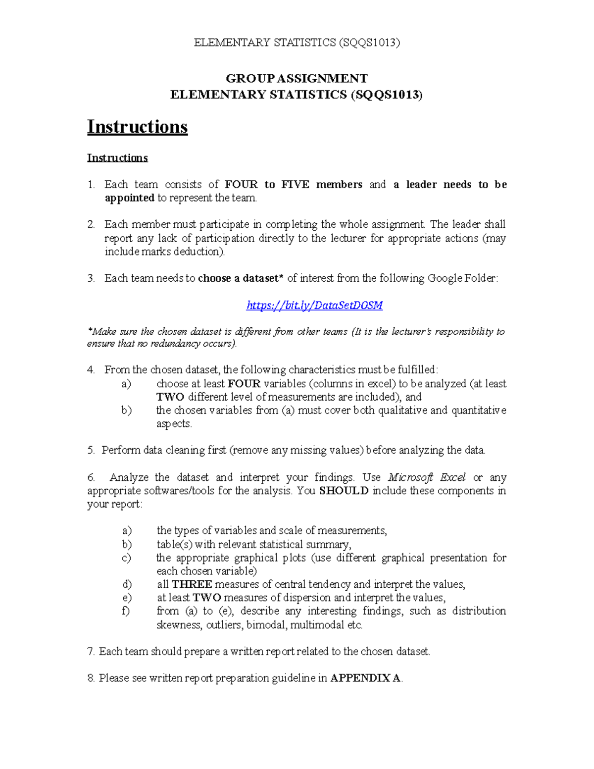 1-Group Project Guideline - ELEMENTARY STATISTICS (SQQS1013) GROUP ...