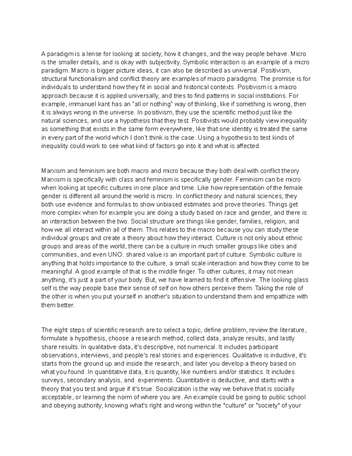 Sociology discussion notes - A paradigm is a lense for looking at ...