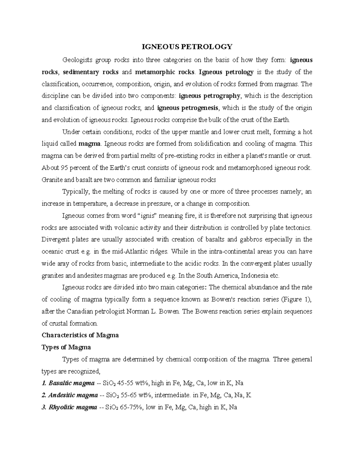 Igneous Petrology 1 - IGNEOUS PETROLOGY Geologists group rocks into ...