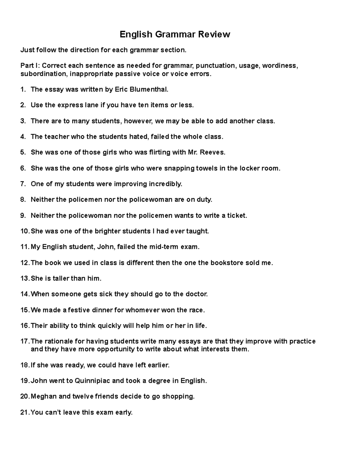 English Grammar Review(1) - English Grammar Review Just follow the ...