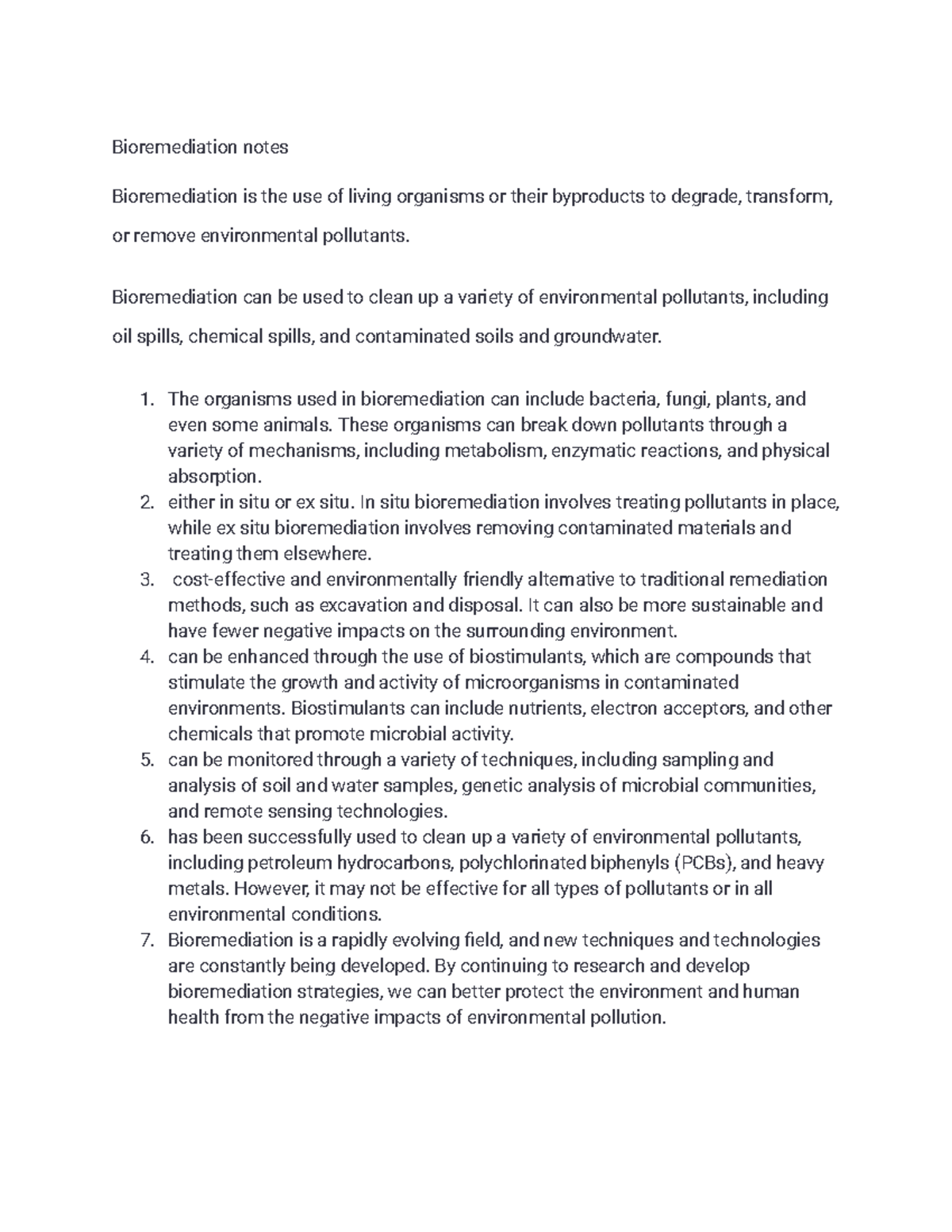 Bioremediation notes - Bioremediation notes Bioremediation is the use ...