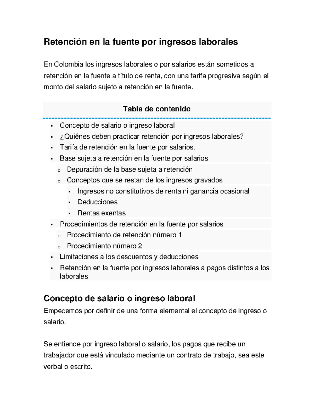 Retención en la fuente por ingresos laborales - Retención en la fuente ...