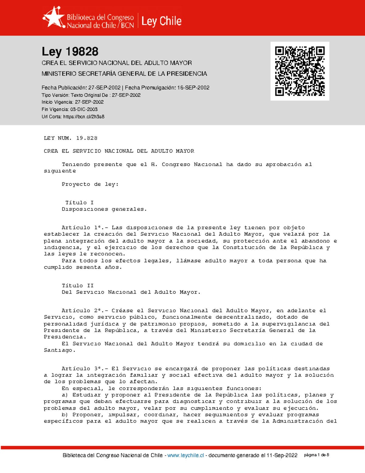 Ley-19828 27-SEP-2002 - Ley 19828 CREA EL SERVICIO NACIONAL DEL ADULTO ...