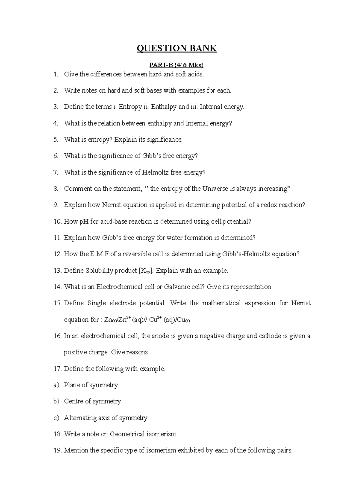 Question bank for 5/6 marks and 1/2 marks - QUESTION BANK PART-B {4/ 6 ...