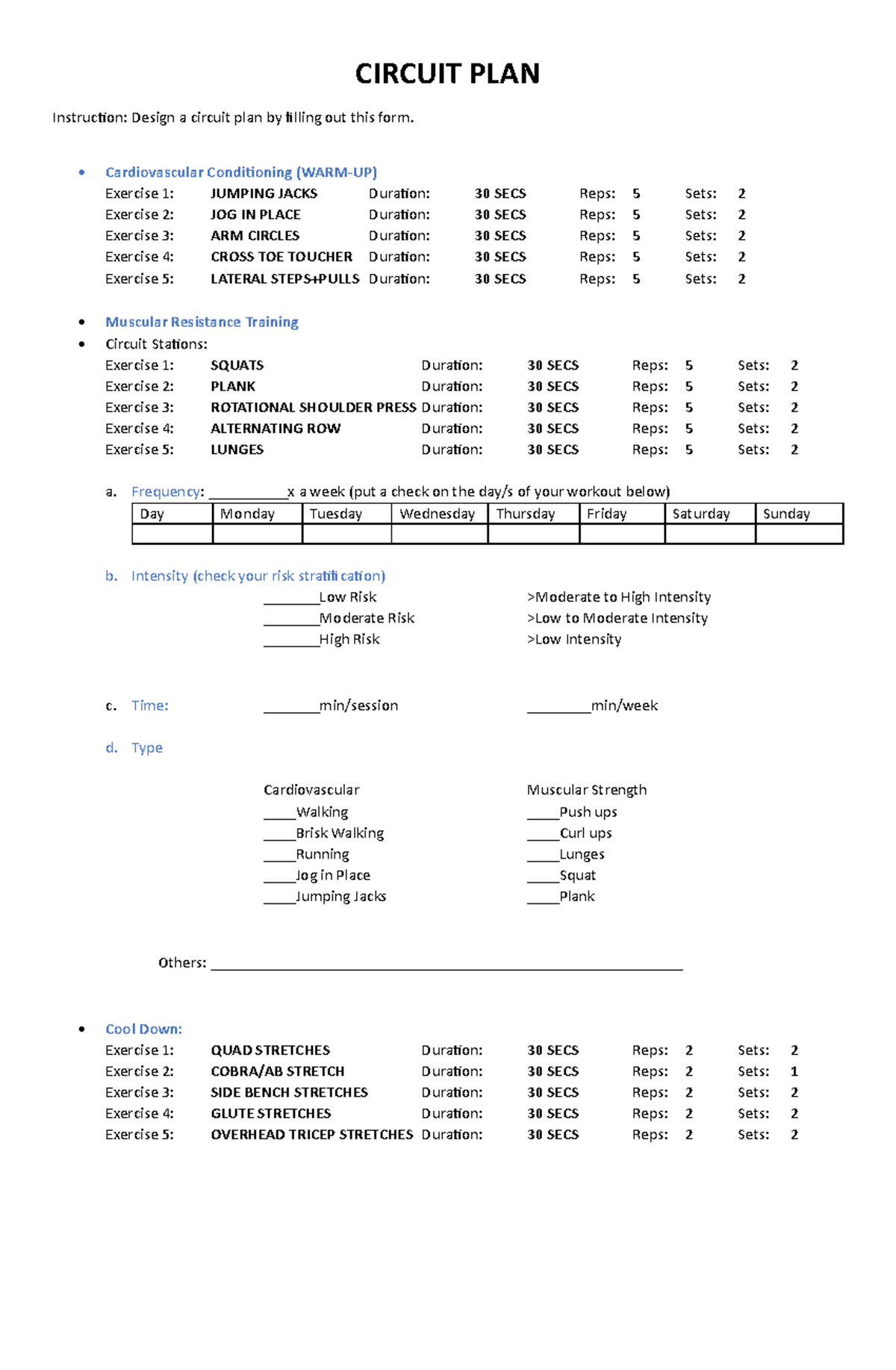 Circuit plan assessment - CIRCUIT PLAN Instruction: Design a circuit ...