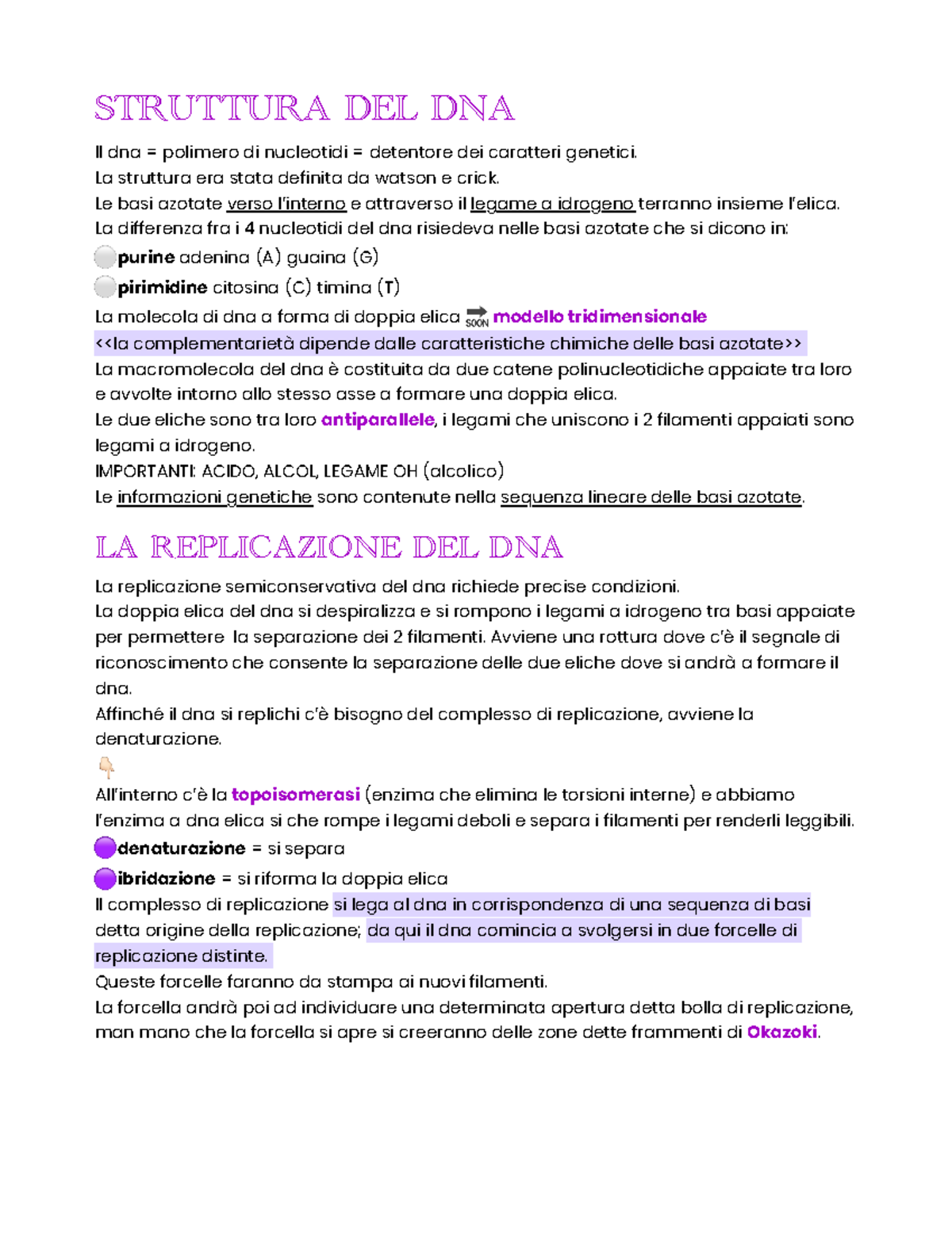 Struttura e replicazione 🧬 - STRUTTURA DEL DNA Il dna = polimero di ...