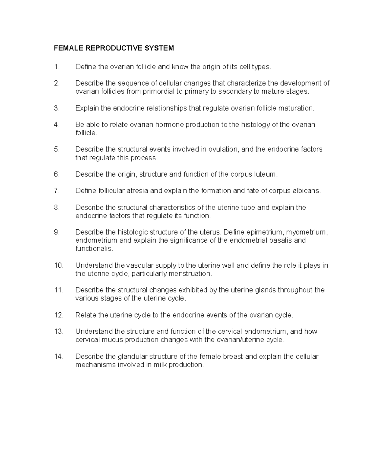 Female reproductive system summary - FEMALE REPRODUCTIVE SYSTEM Define ...