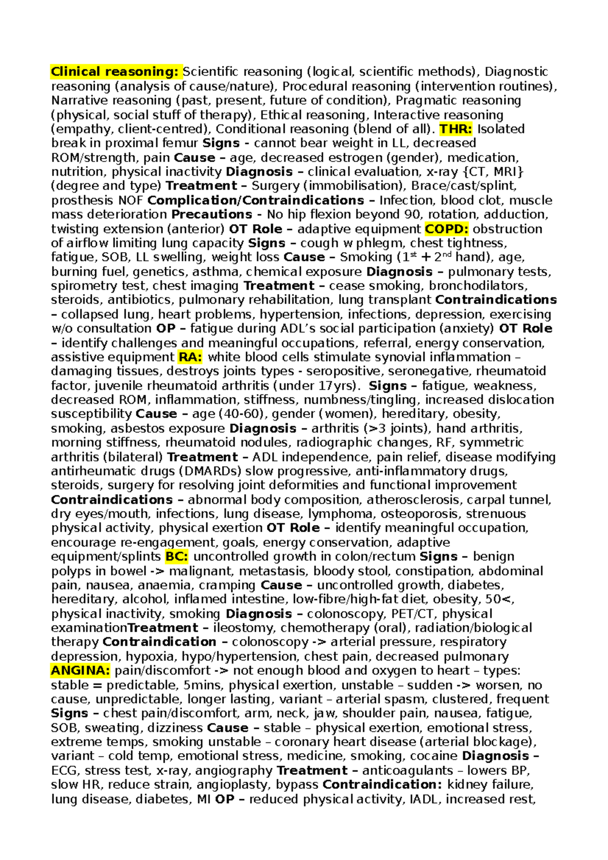 Proforma Summary for written test - Clinical reasoning: Scientific ...
