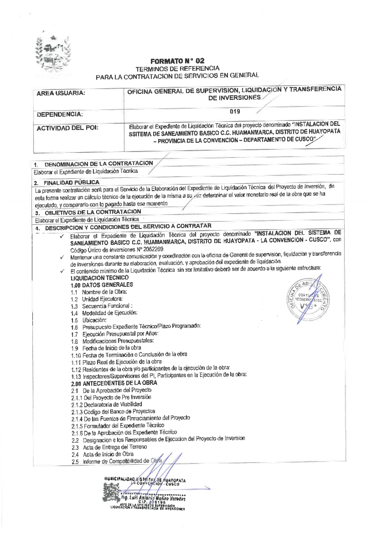 TDR - Terminos de referencia - FORMATO 02 TERMINOS DE REFERENCIA PARA ...