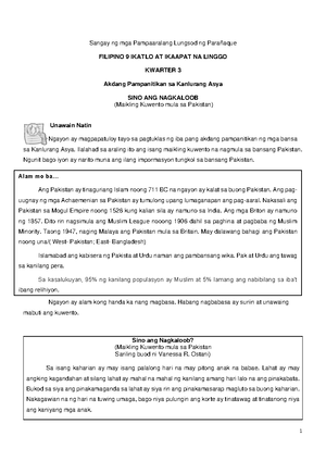 Reading in Philippine History Learning 1 Activity Module 1 - Annjenette ...