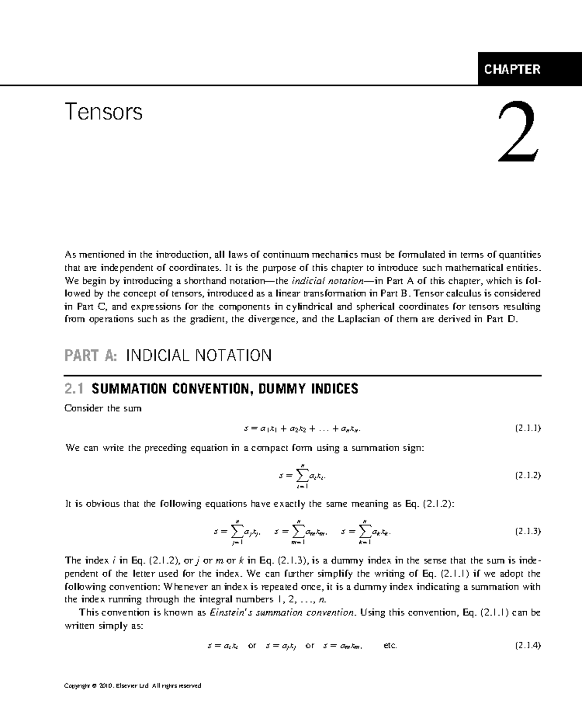 Chapter-2-Tensors 2010 Introduction-to-Continuum-Mechanics - CHAPTER ...