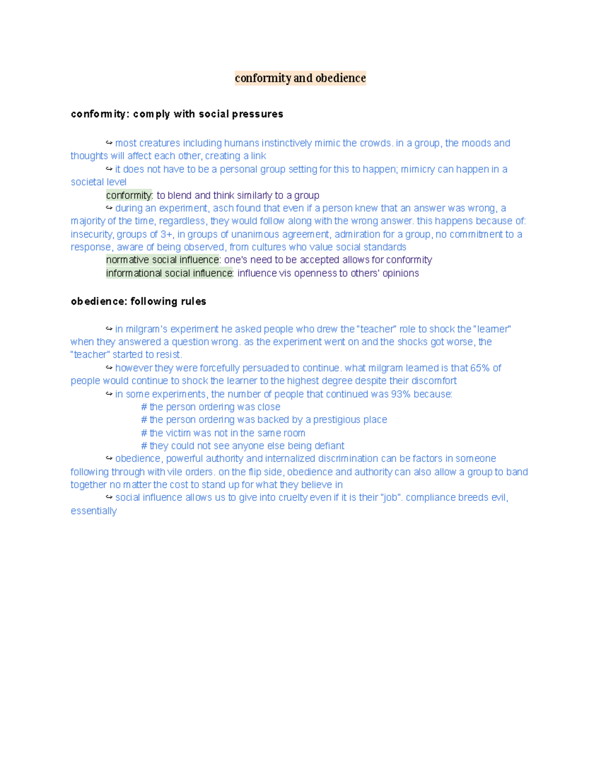 Conformity obedience - conformity and obedience conformity: comply with ...