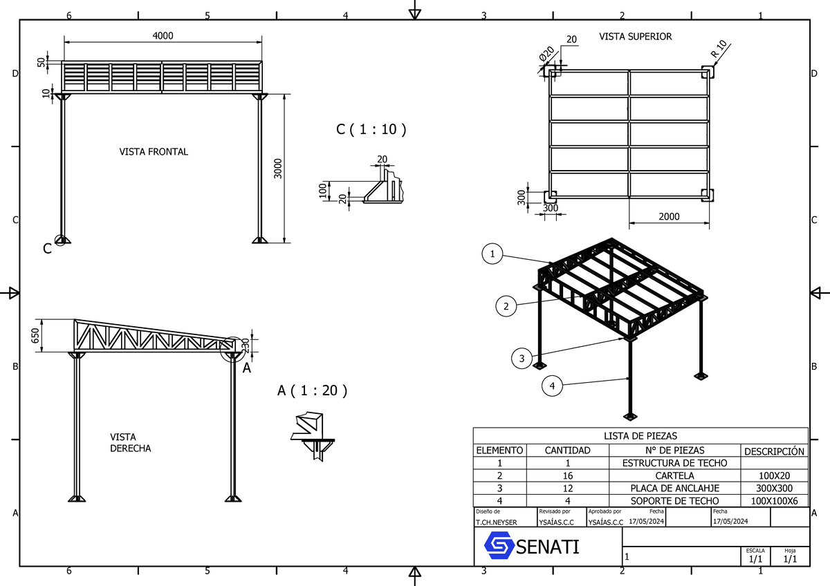 Estructura DE Techoo - 78 hola - C A A ( 1 : 20 ) C ( 1 : 10 ) 1 1 2 2 ...
