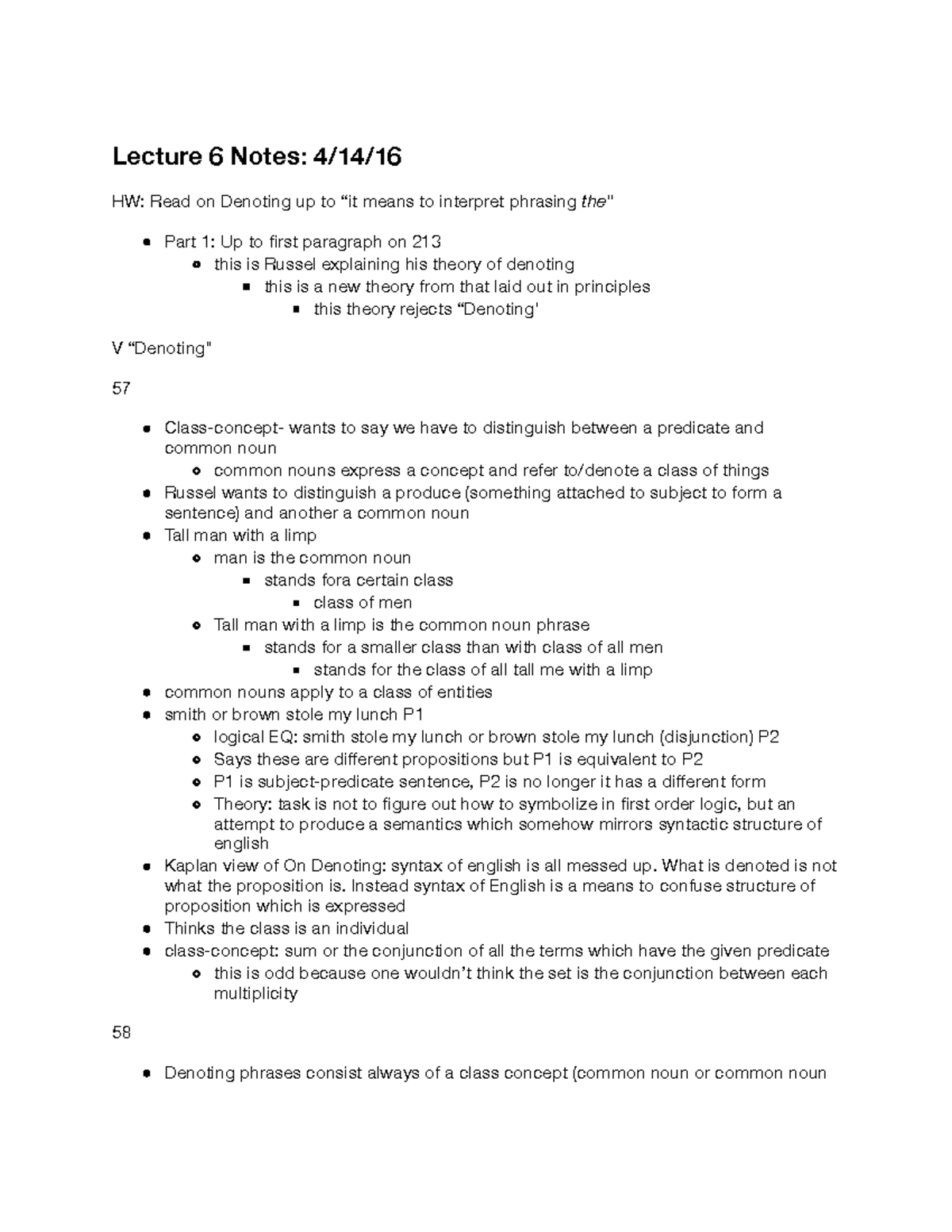 Philos 150 - Lecture 6 - Lecture Notes - Lecture 6 Notes: 4/14/ HW ...