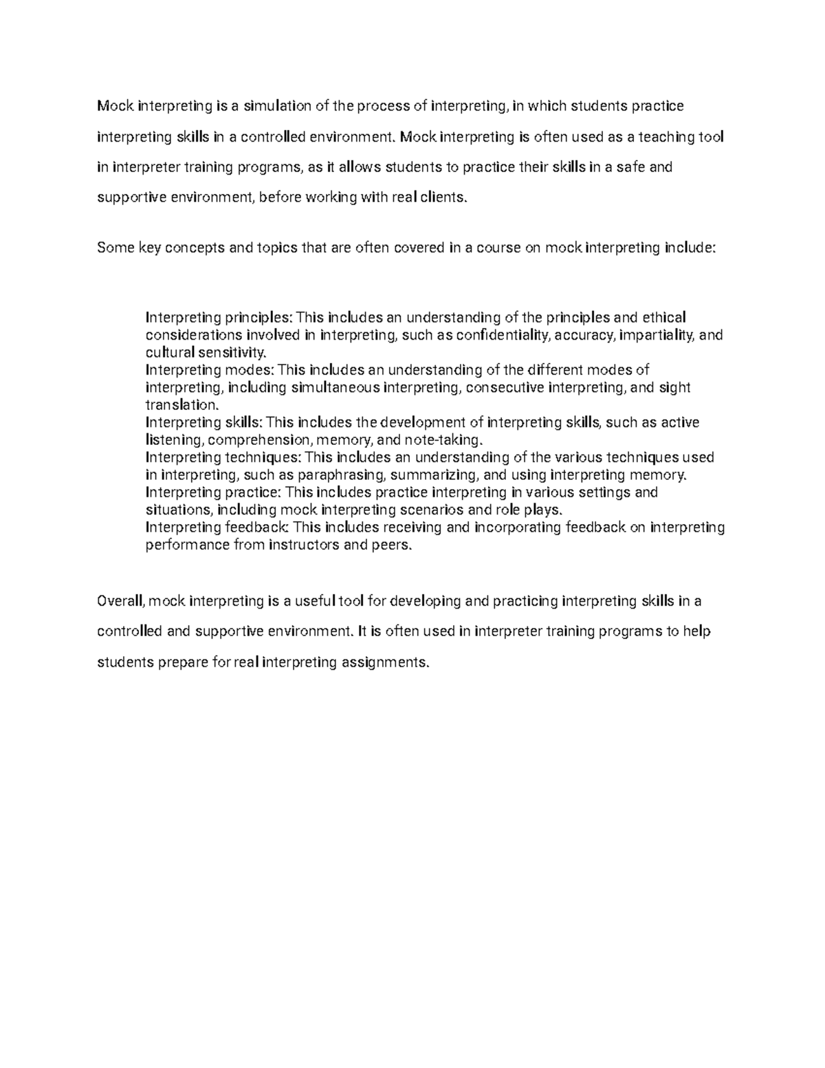 AAQQ-2 - notes - Mock interpreting is a simulation of the process of ...